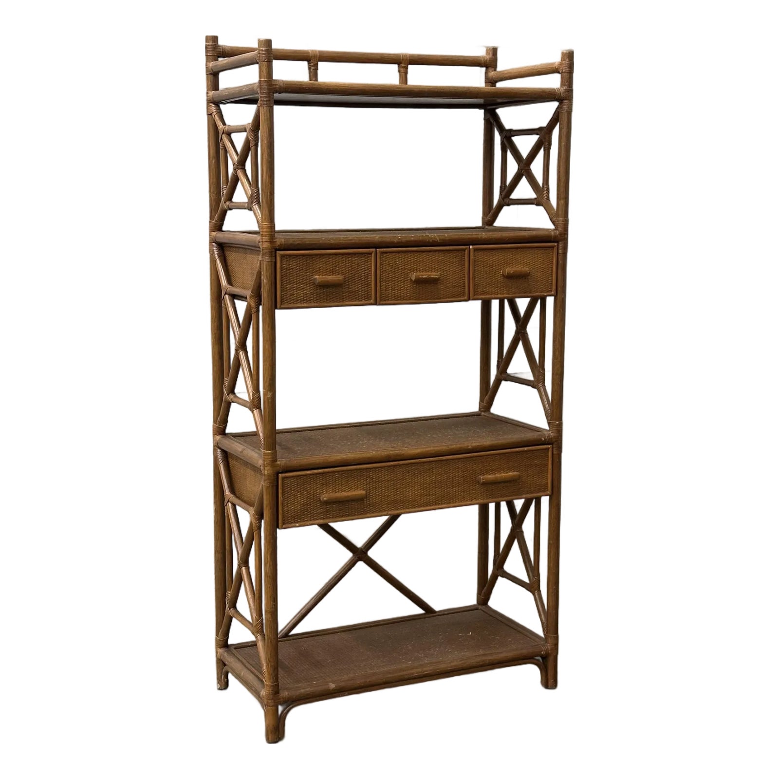 1980s British Colonial Style Bamboo, Cane, and Rattan Freestanding ...