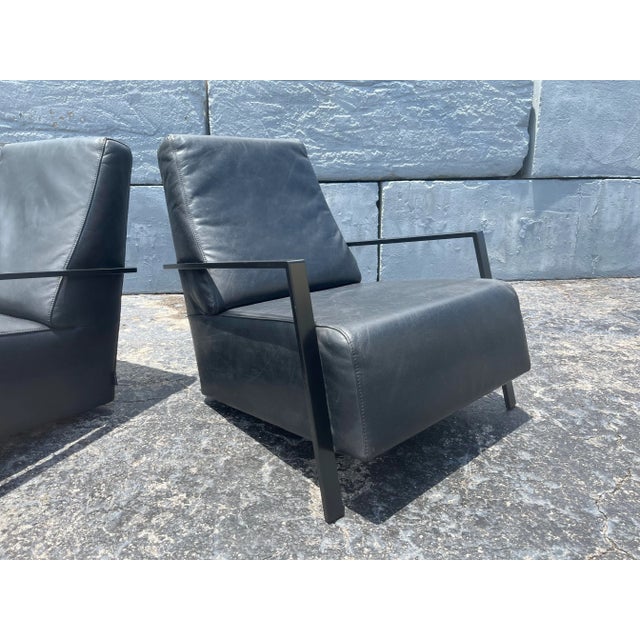 Pair of Black Leather Lounge Chairs by Bullfrog Germany, Kurt Beier ...