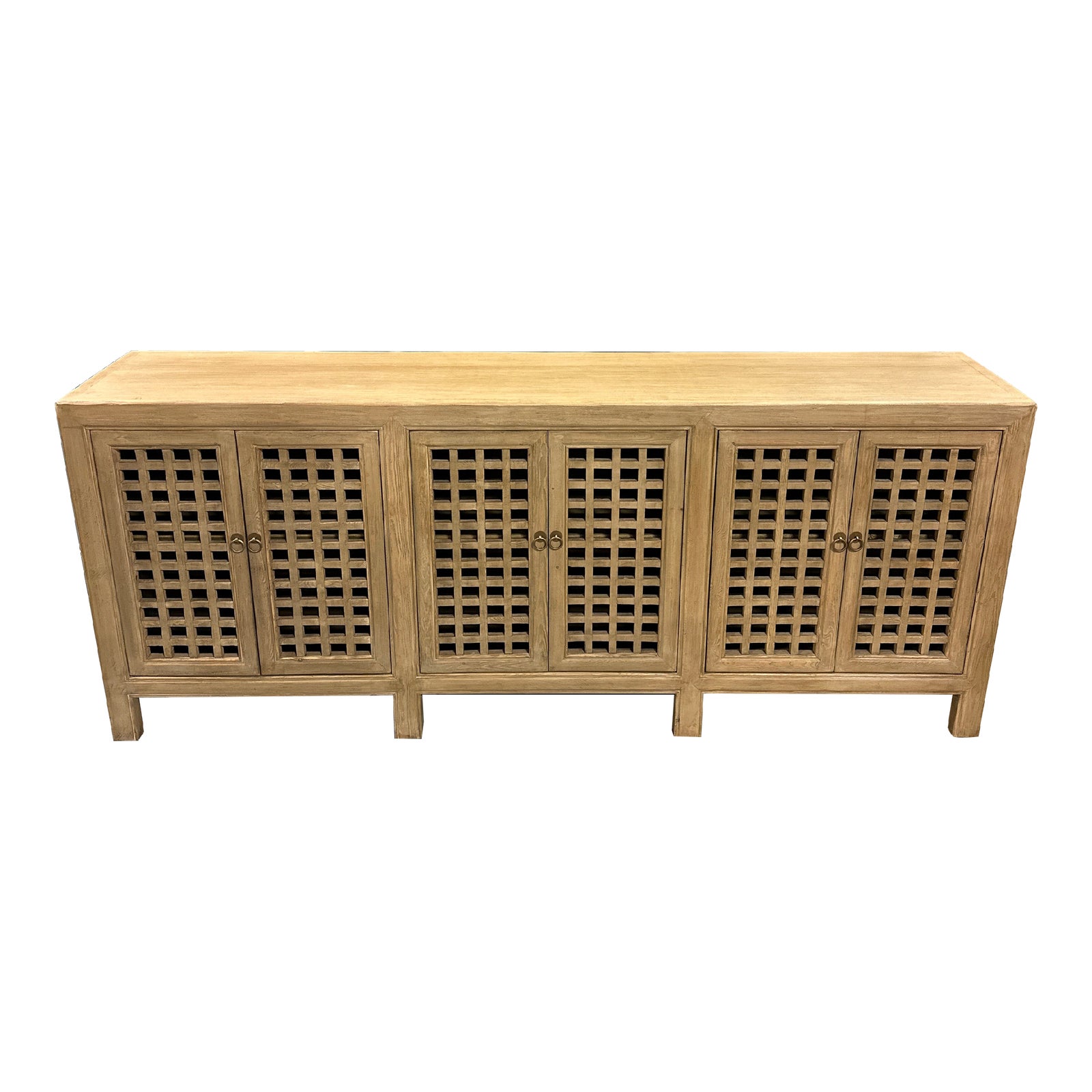 6 Door Natural Lattice Buffet Sideboard | Chairish