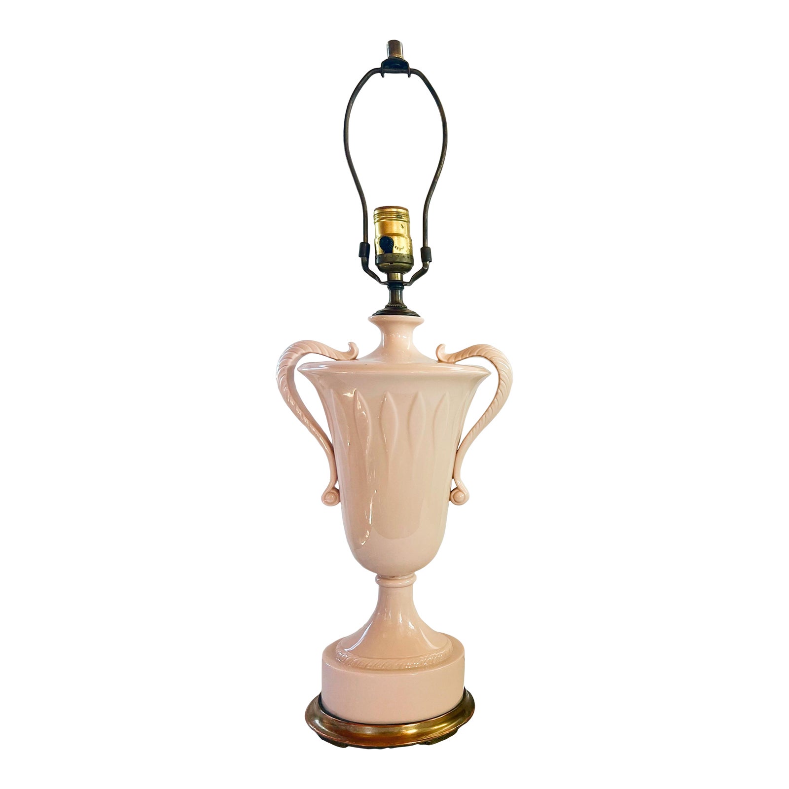 1920s Art Deco Dav Ny Art Pink Ceramic Trophy / Urn Style Lamp | Chairish