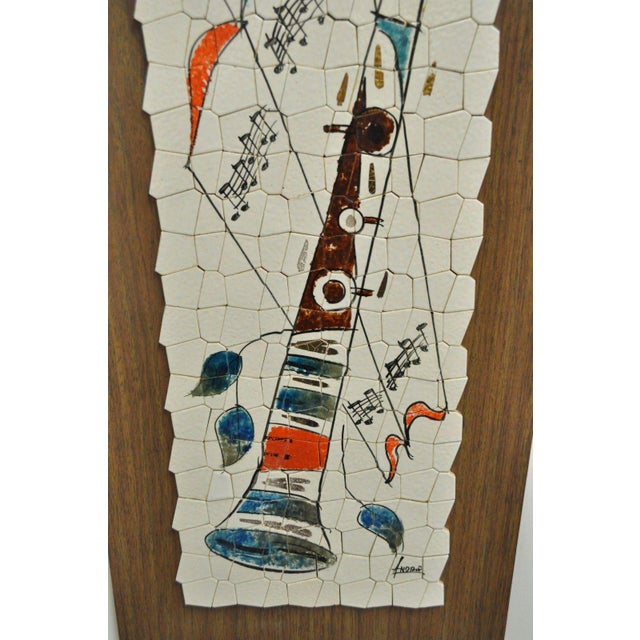 Vintage Andre Mid-Century Modernist Abstract Music Instrument Tile Wall ...