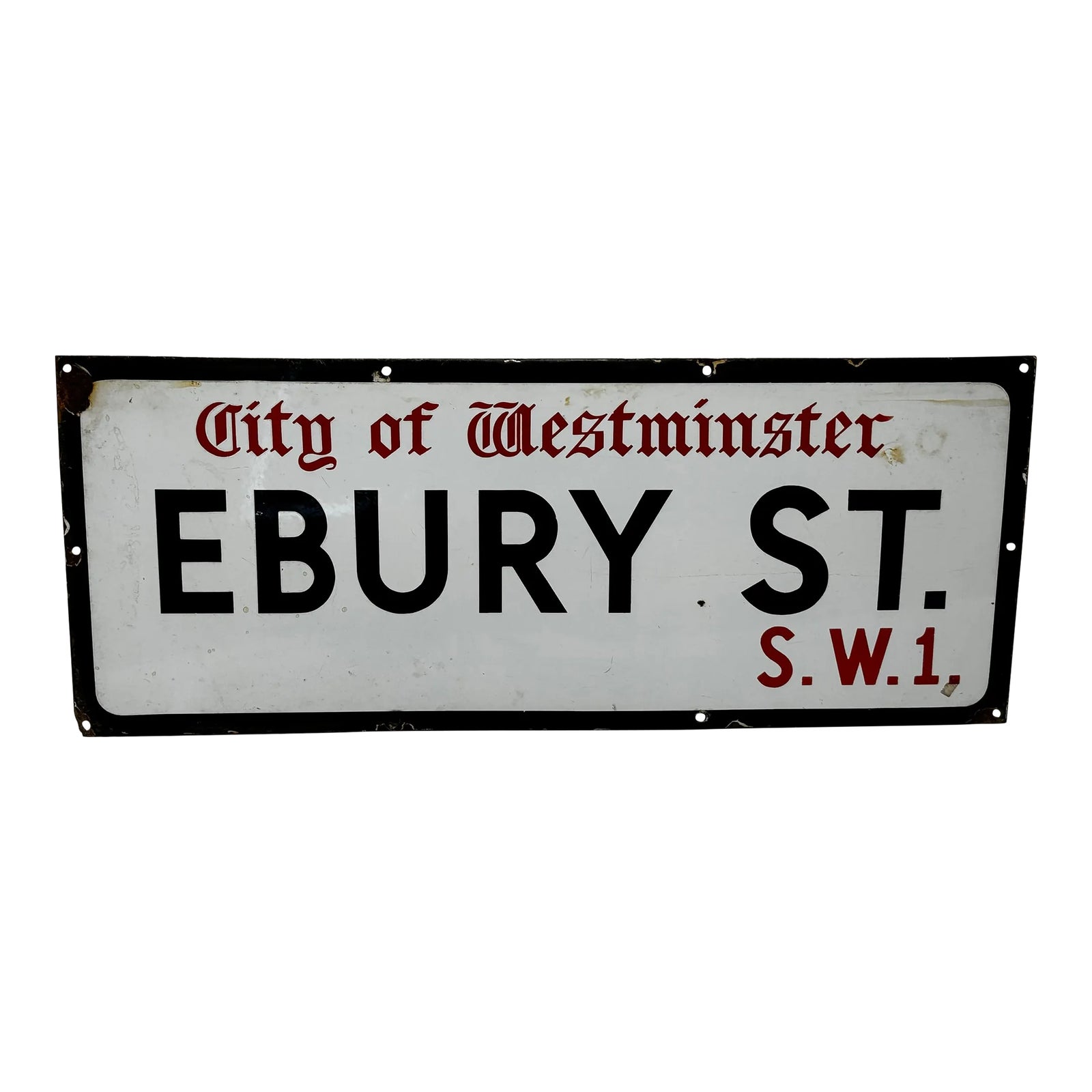 1940s British Enamel London Road Sign City of Westminster Ebury Street ...