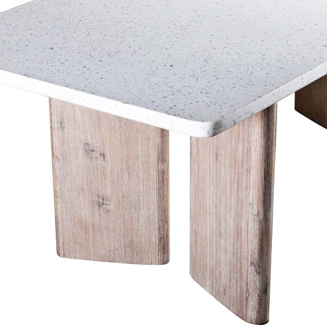 Modern White Terrazzo Outdoor Dining Table | Chairish