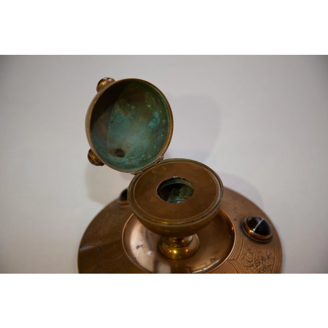 Early 1900s Arts and Crafts Brass Ship's Ink Well | Chairish