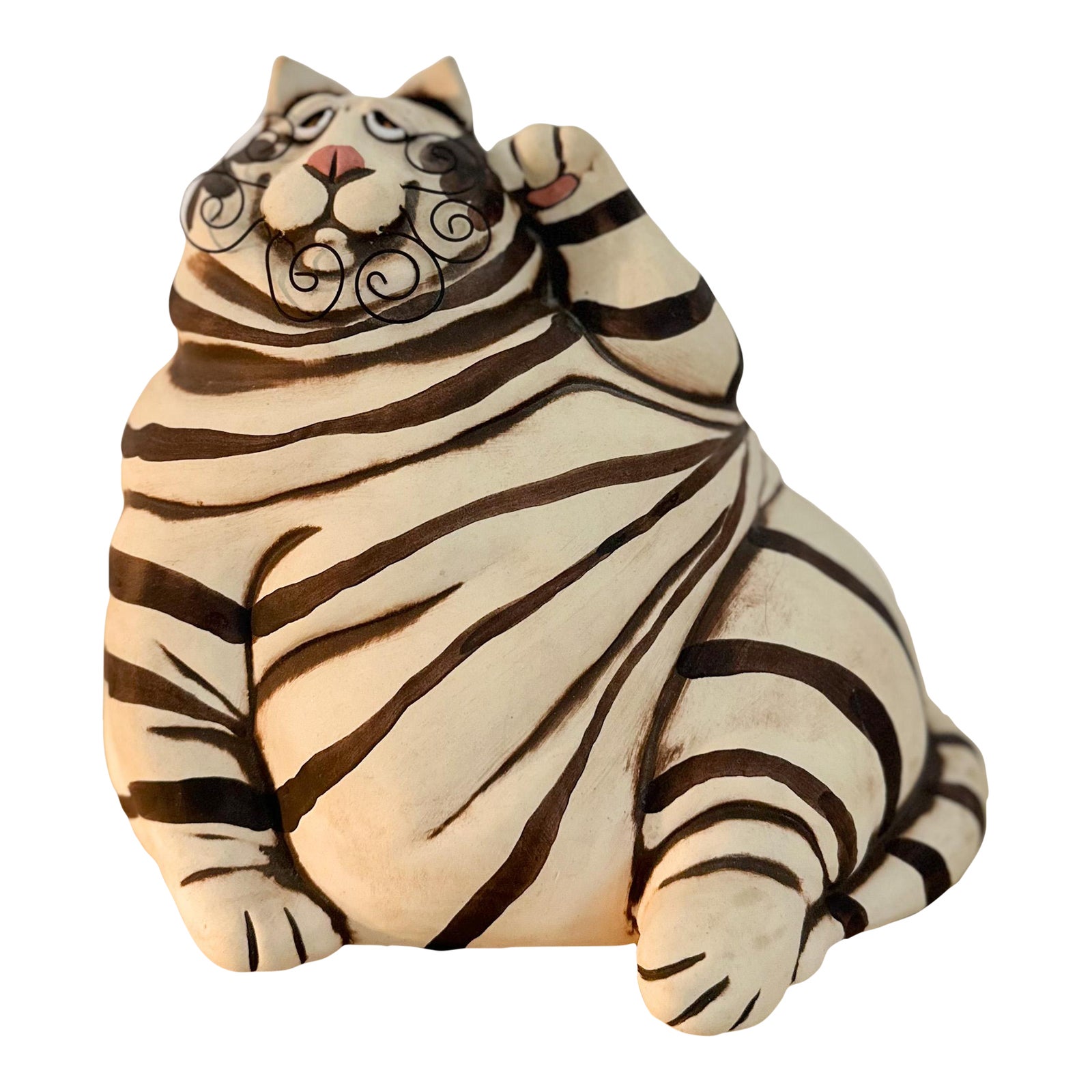 1980s C. Butler Jones Signed "Fat Cat" Ceramic Piggy Bank | Chairish