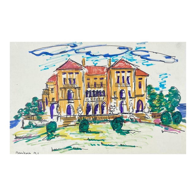 1960s Alexandra Merker Breakers Mansion Painting | Chairish