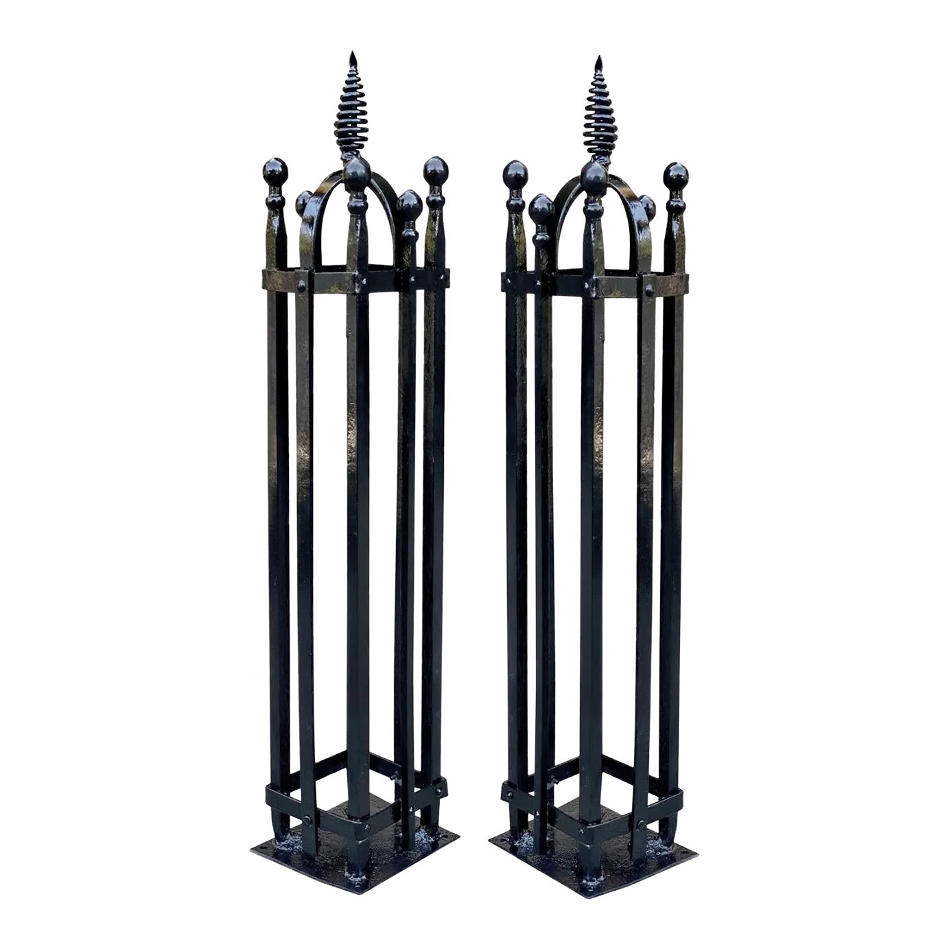 Antique Victorian Architectural Black Wrought Iron Garden Pillar Column ...