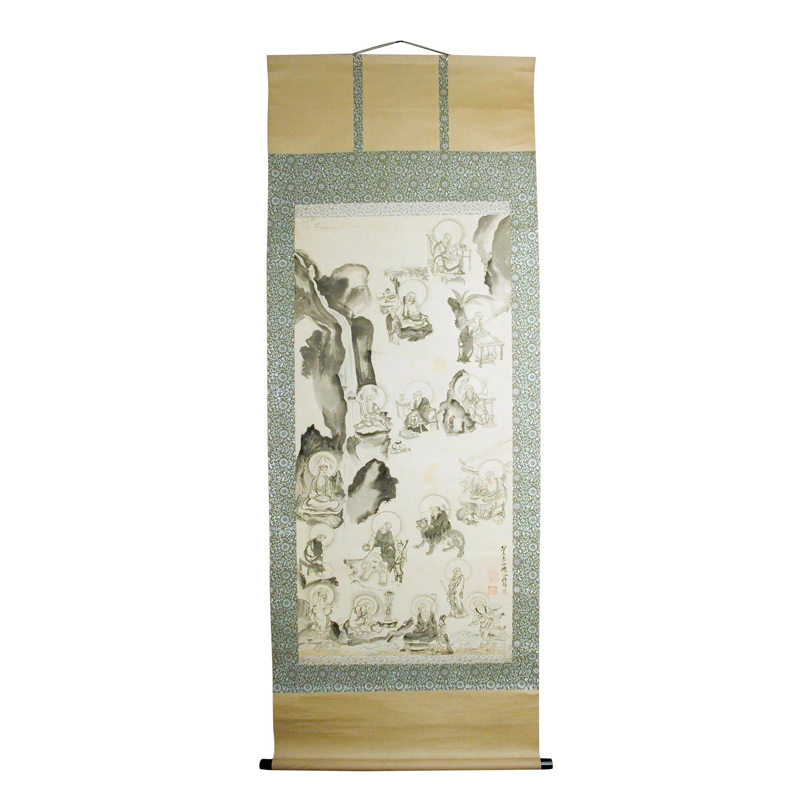 Japanese Juroku Rakkan Scroll by Senkoku | Chairish