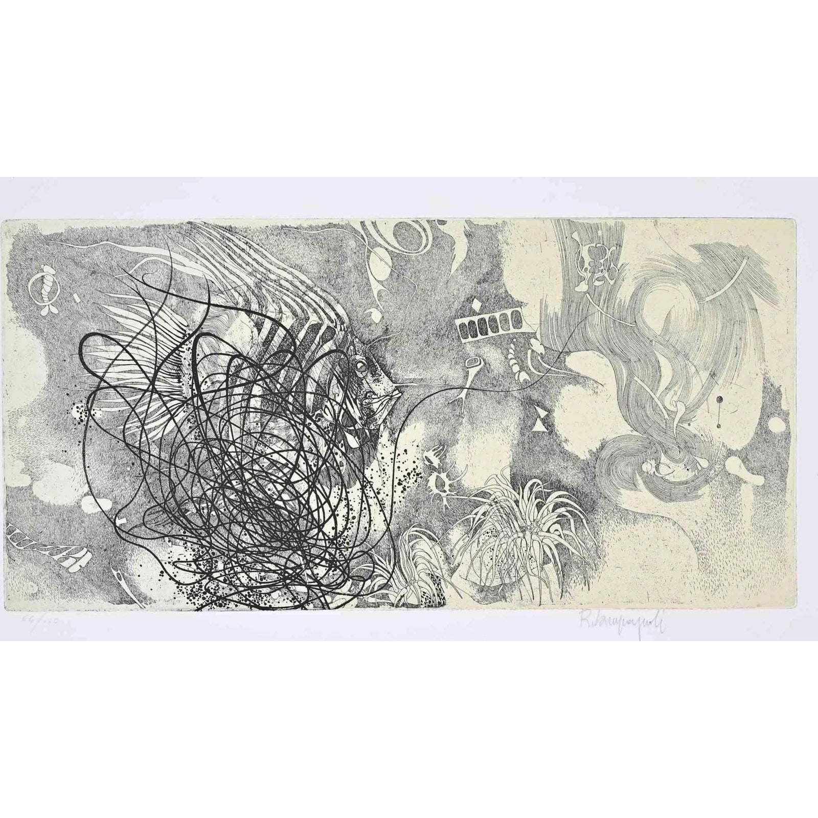 Romano Campagnoli, Sea, Etching, 1970s | Chairish