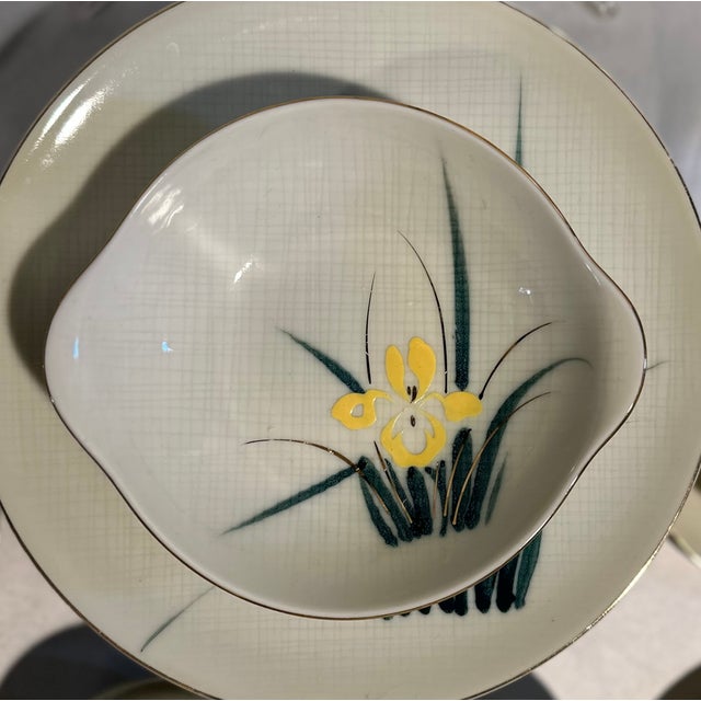 Mid-Century Dinnerware Yellow Iris for Service for Eight | Chairish