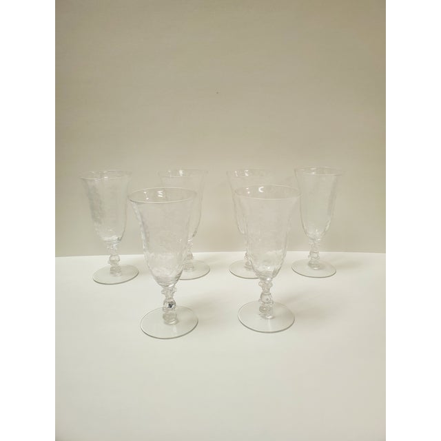 1950s Cambridge Crystal - Wildflower Wine Glasses - Set of 6 | Chairish