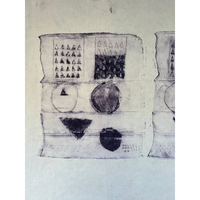 "India, Blue Abstract" Contemporary Original Print on Japanese Paper by ...