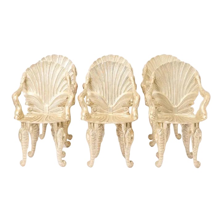 1950s Venetian Grotto Gilt Wood Italian Grotto Chairs- Set of 6 | Chairish