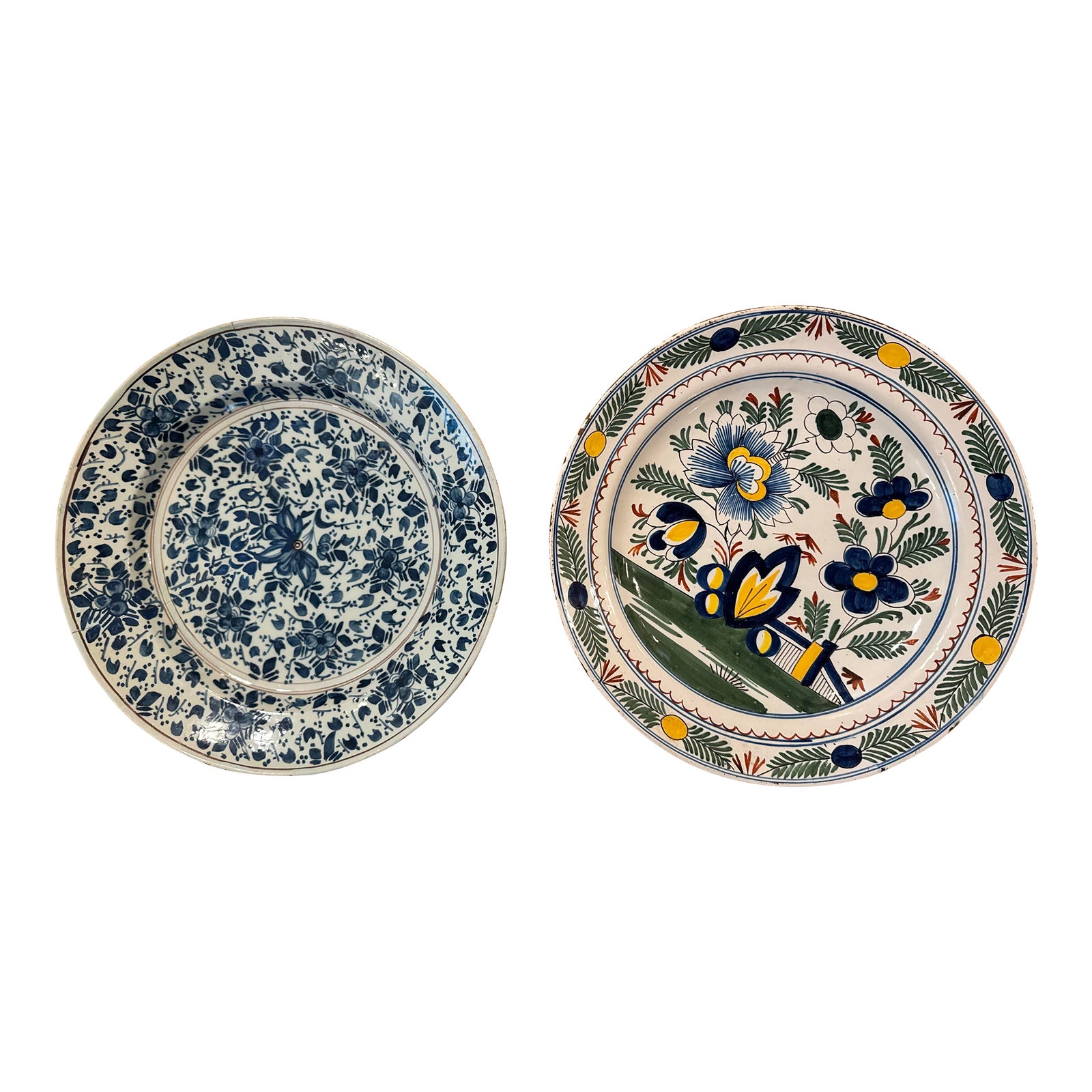 18th Century Delft Blue Plate - 2 Pieces | Chairish