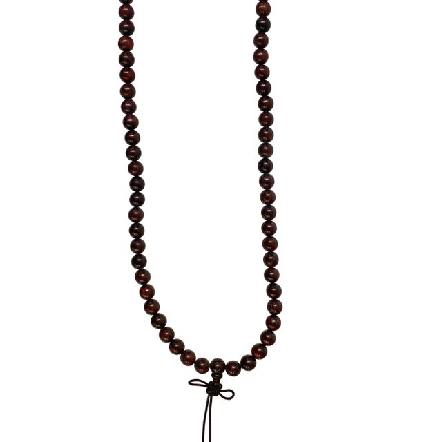 Long Oriental Brown Wood Beads Hand Rosary Praying Chain | Chairish