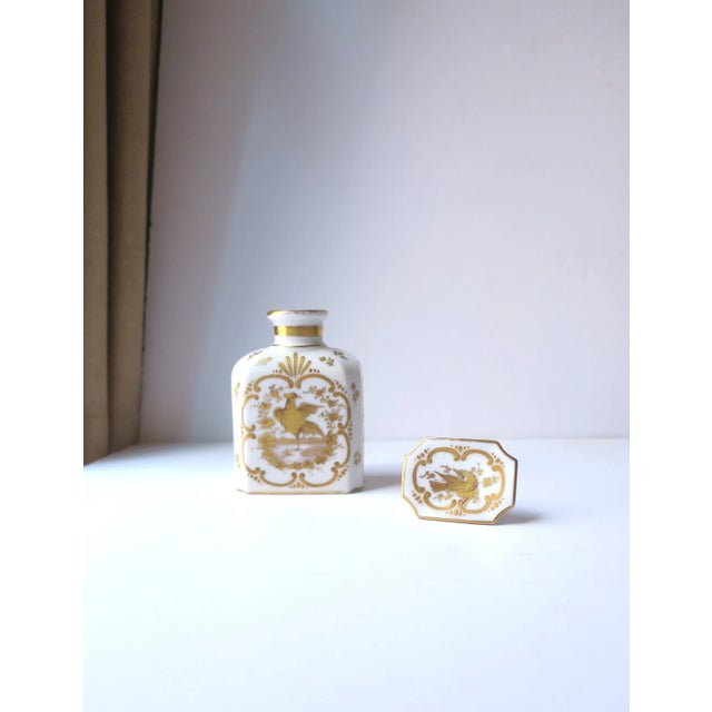 Italian White and Gold Porcelain Vanity Bottle with Bird Design Rococo ...