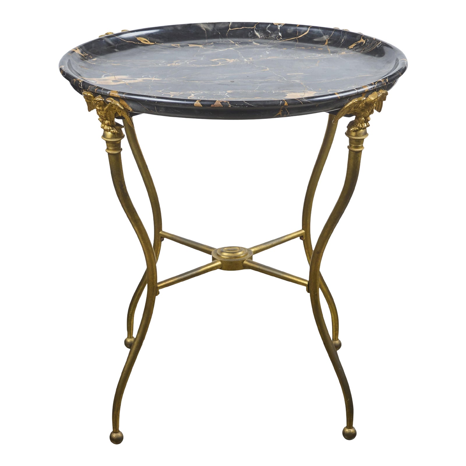 French 2nd Empire Gilded Marble Tray Table | Chairish