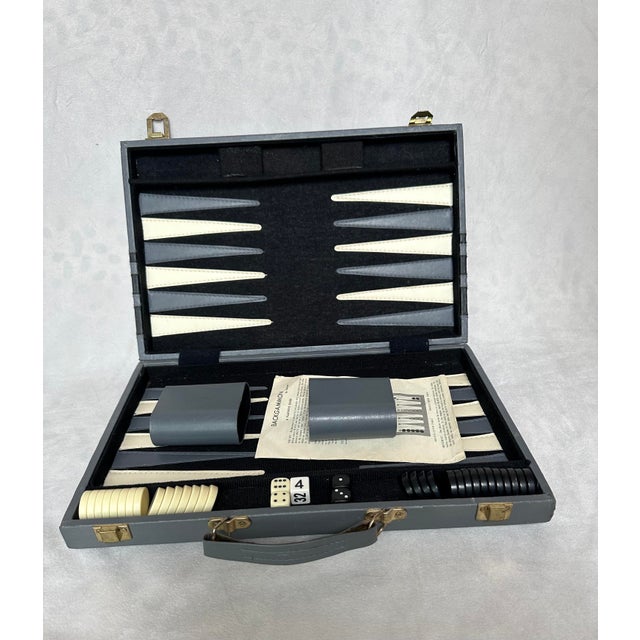 Vintage Cardinal Gray, Black & White Backgammon Game Set | Chairish