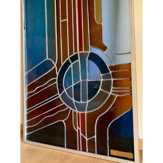 Vintage Modernist Outrageous Artist Made Stained Glass Hanging Panel ...