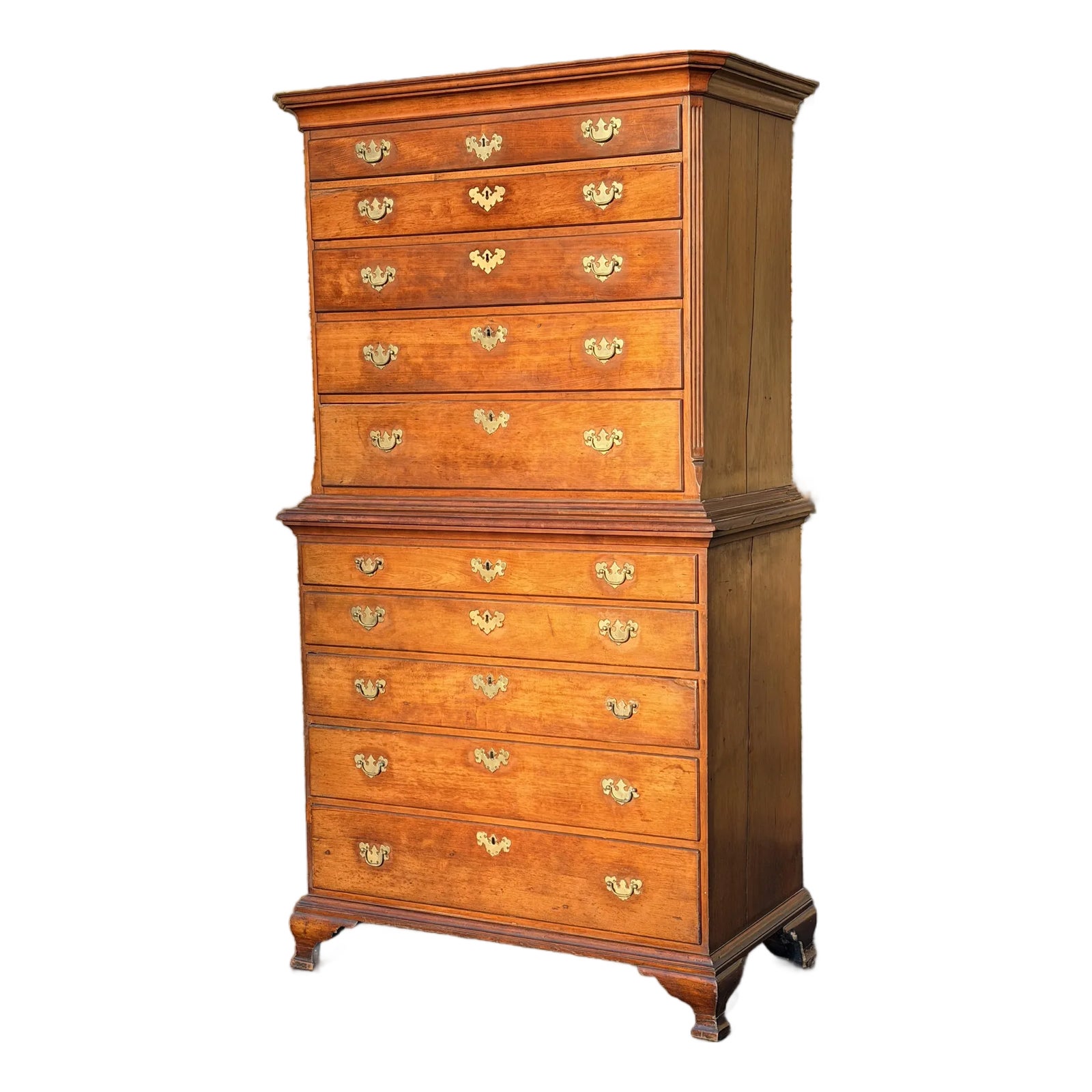 Early 19th Century American Federal Cherry Chest on Chest | Chairish
