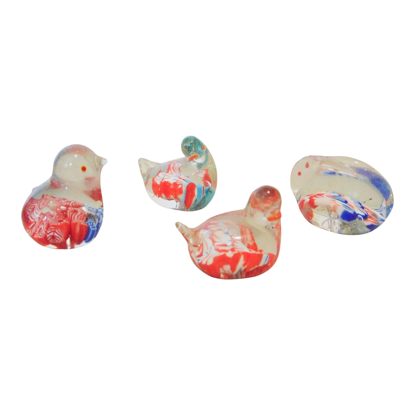 Mid Century Murano Glass Animal Paperweights - Set of 4 | Chairish