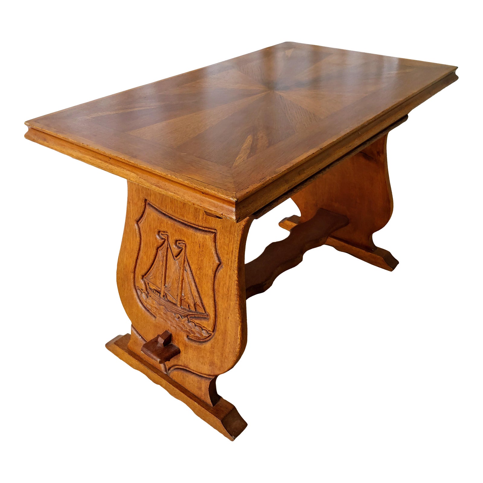 Vintage Wooden Carved Nautical Coffee Table | Chairish