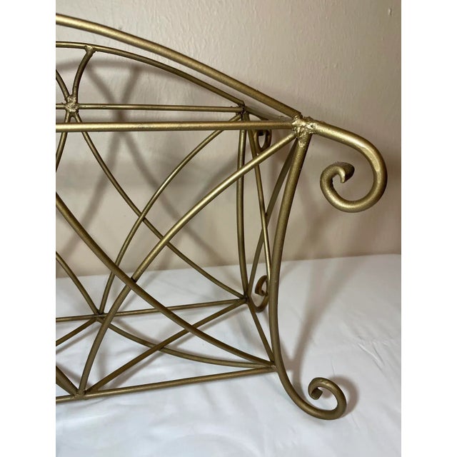 1950s Vintage Wrought Iron Gold Enameled Diamond & Scroll Magazine Rack ...