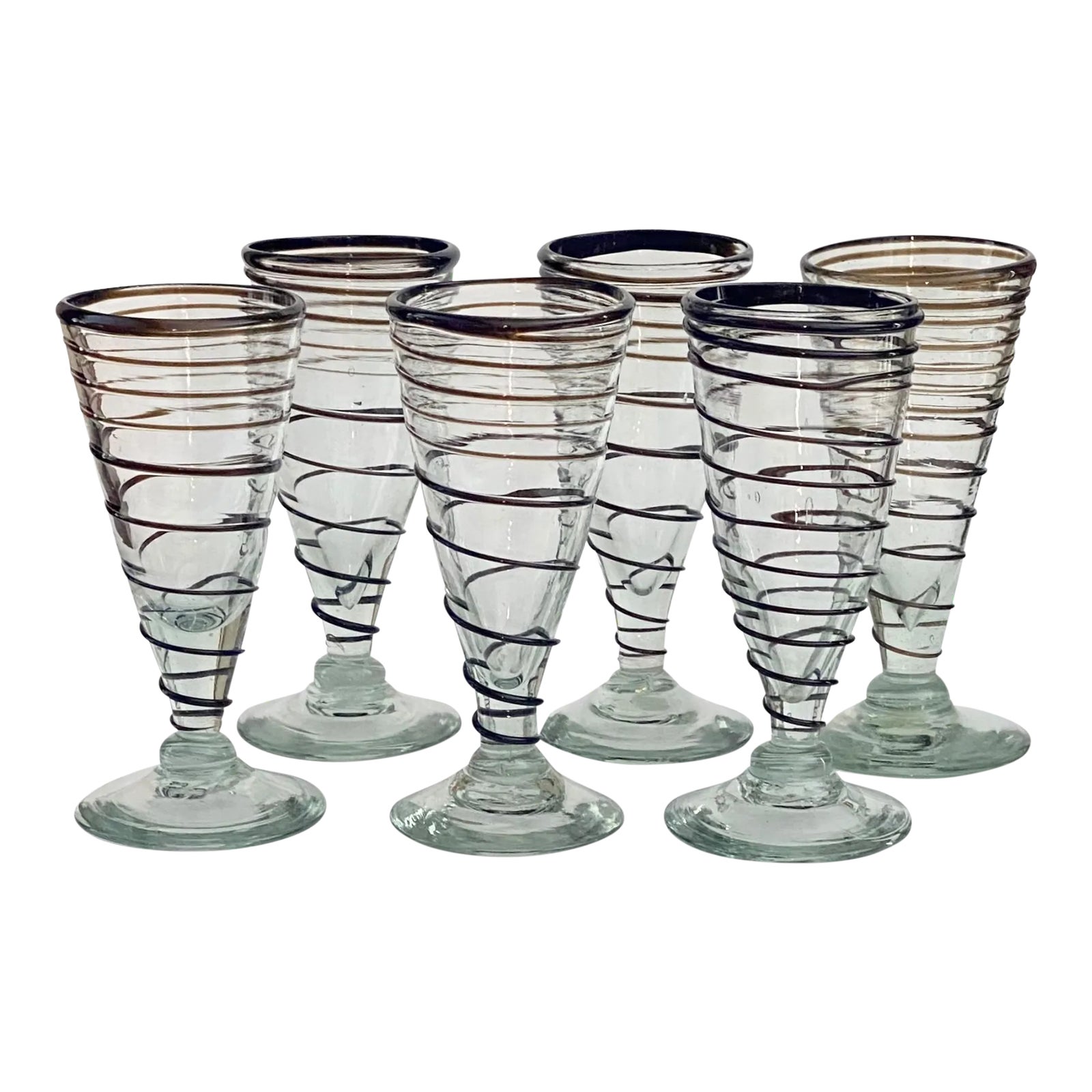 Vintage Handmade Murano Style Art Glass Parfait Glasses - Set of 6 ...