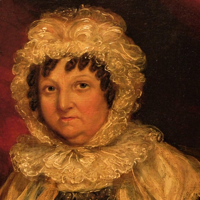 "Lady in Lace" Oil Painting on Board, England, Circa 1835 | Chairish