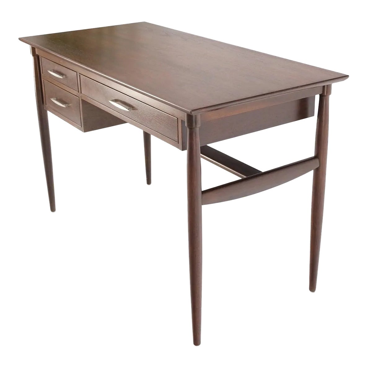 Exposed Dowel Shape Legs Floating Top 3 Drawers Walnut Desk Table ...