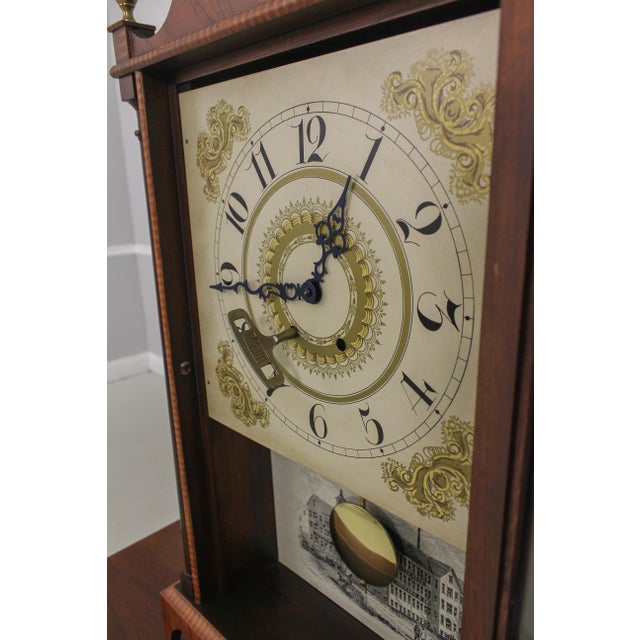 Pilar & Scroll Clock W. Tom Moberg Painted Glass | Chairish