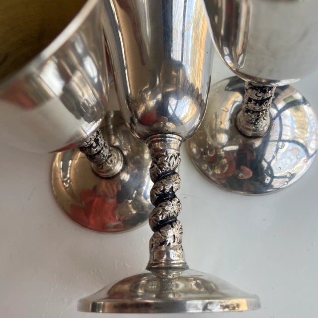 Vintage Silver Plated Wine Goblets- Set of 4 | Chairish