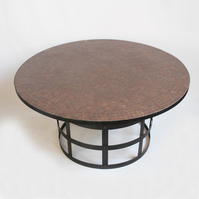 Outdoor Round Mosaic Tile Table | Chairish