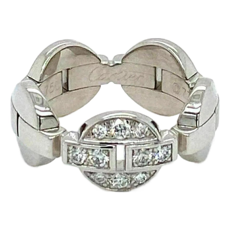 Cartier Himalia Diamond 18k White Gold Band Ring w/Cert - Size 6 | Chairish