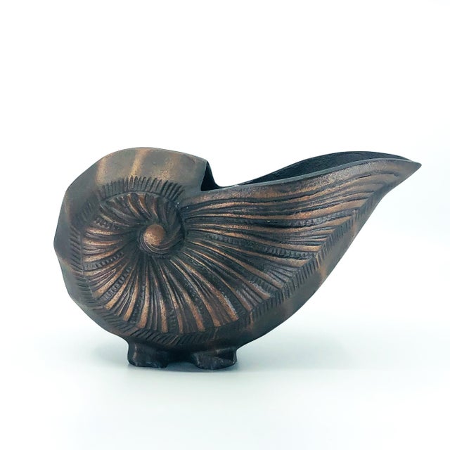 Nautical Cast Iron Seashell Vase | Chairish