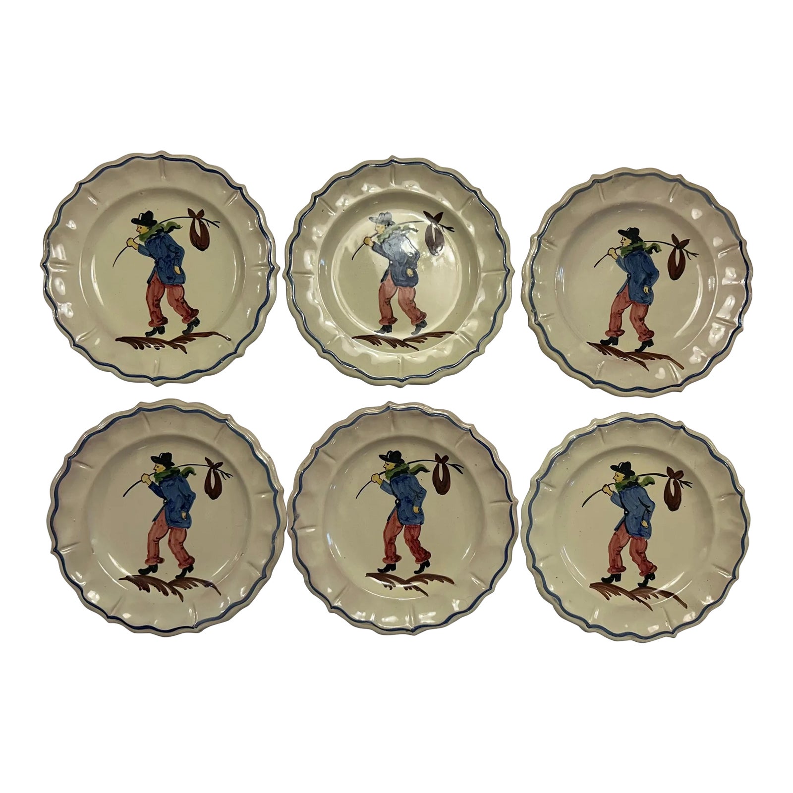 1960s Tuscany Peasant Ware Plates- Set of 6 | Chairish