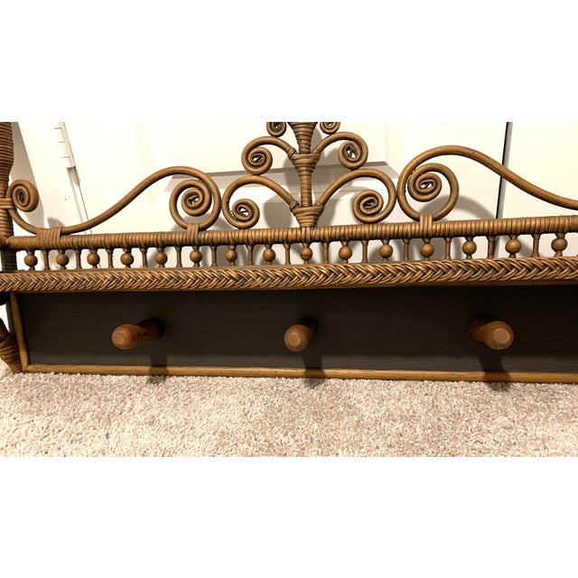 Vintage French Rattan Hat Rack With Shelf | Chairish