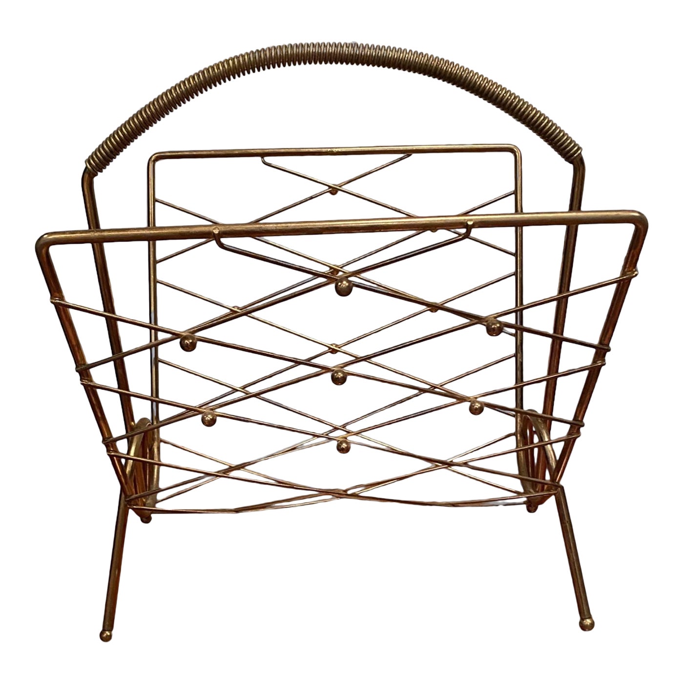 1960s Vintage Mid Century Modern Space Age Brass Magazine Album Rack ...