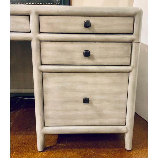 Modern Light Gray Wood Executive Desk | Chairish