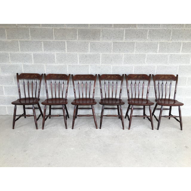 Vintage S. Bent & Bros. Maple Arrow Back Paint Decorated Side Chairs ...