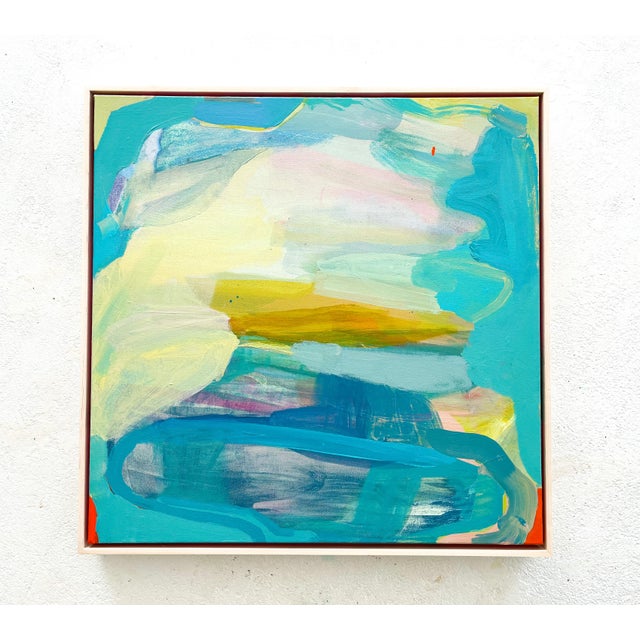 Abstract Fine Art Painting Framed in a Natural Light Wood Float Frame ...