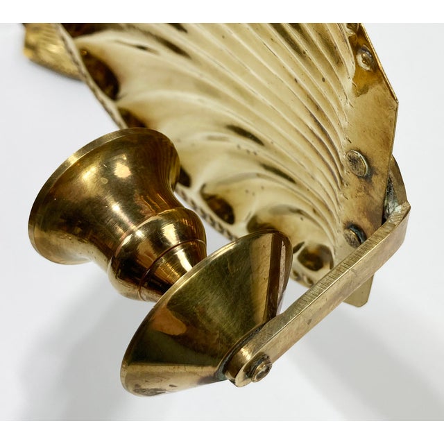 Vintage Brass Shell Motif Wall Candle Sconces, Pair | Chairish