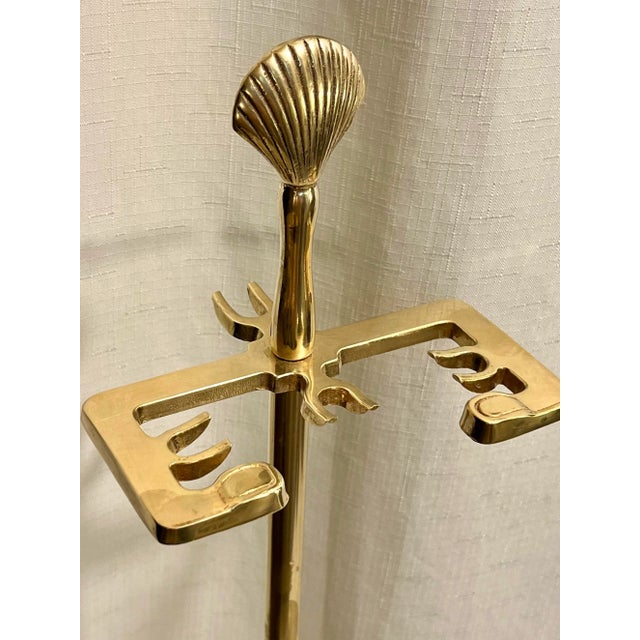 Late 20th Century Vintage Hollywood Regency Polished Brass Clamshell ...