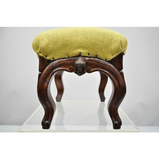 Antique Victorian Carved Walnut Figural Lion Female Face Footstool ...