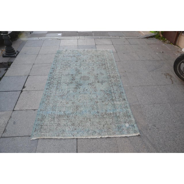 Light Blue Overdyed Turkish Rug - 3′9″ × 7′3″ | Chairish