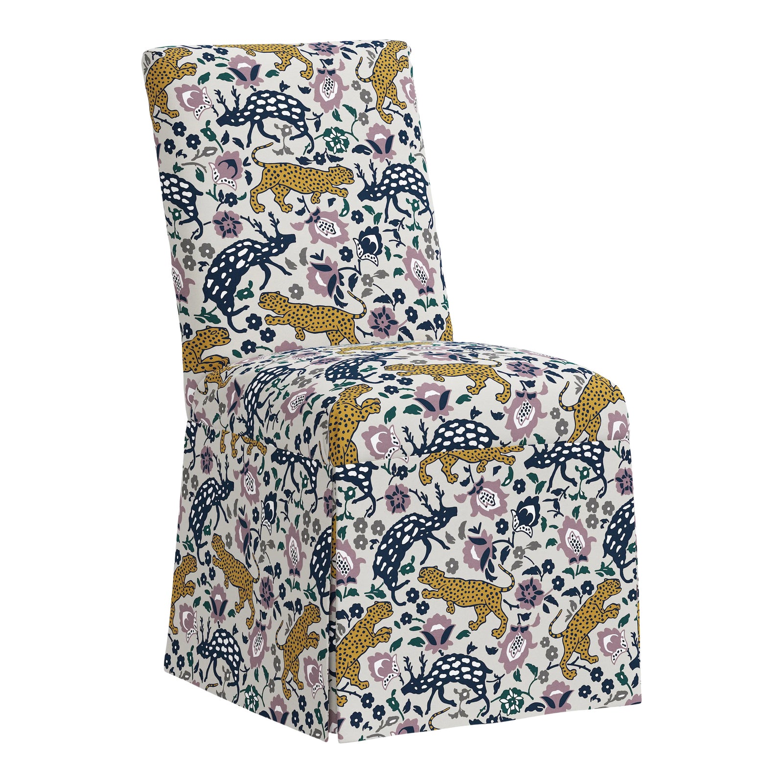 Slipcover Dining Chair in Mustard Plum Leopard | Chairish
