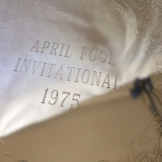 1975 Engraved April Fools Invitational Silver Plate Tray | Chairish