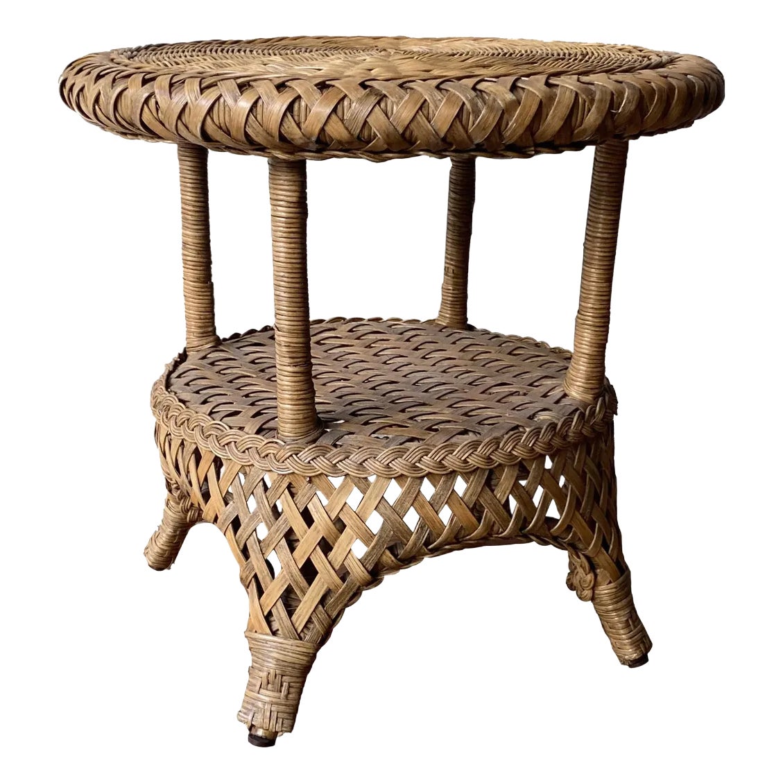 Rattan Medium Sized Round Wicker Table | Chairish