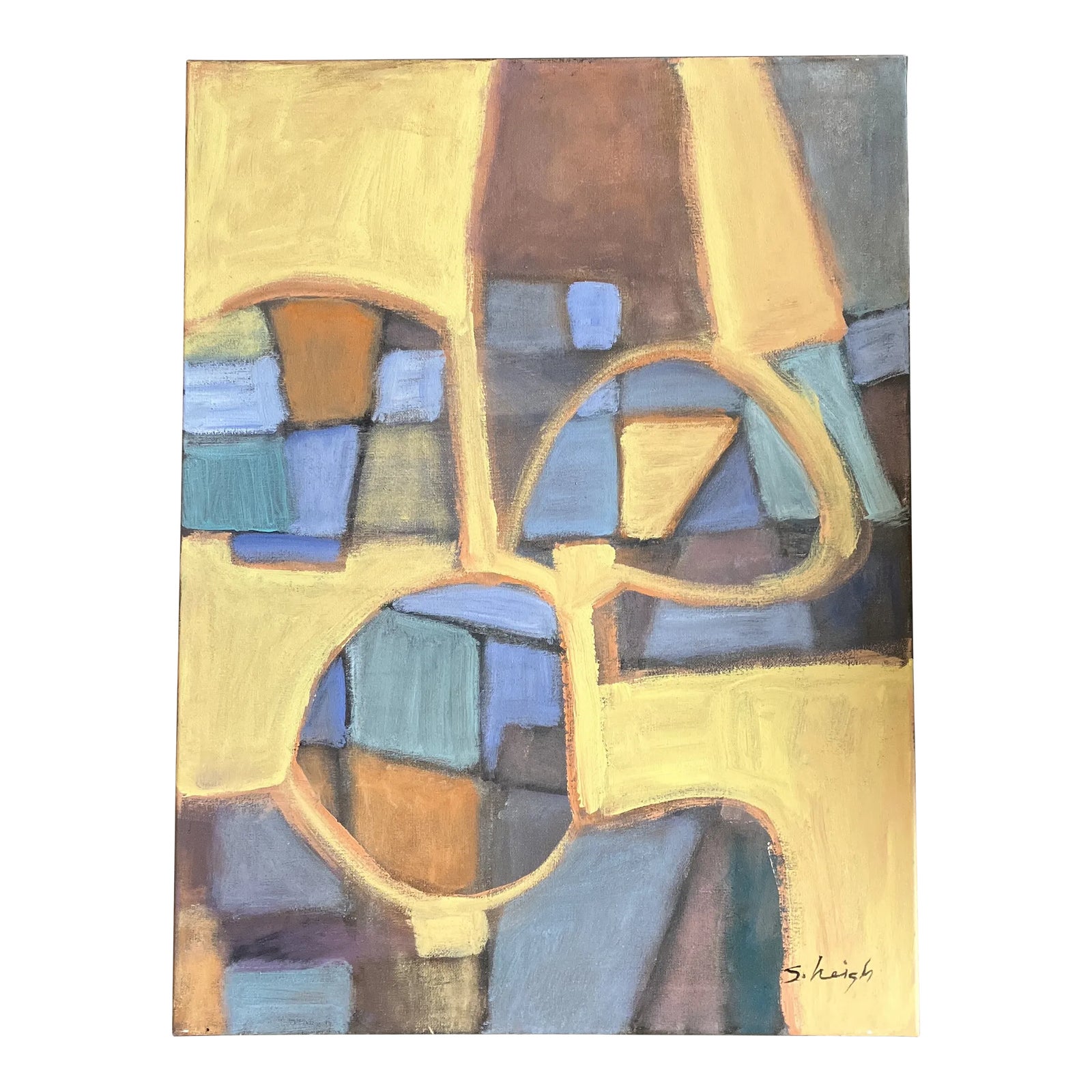 Contemporary Original Stephen Heigh Abstract Painting “Golden Life ...