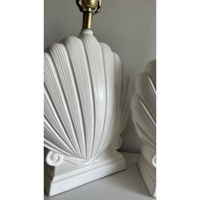 Vintage Plaster Seashell Scallop Lamps - a Pair | Chairish